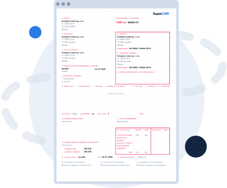 Generator listów CMR PDF online | SuperCMR
